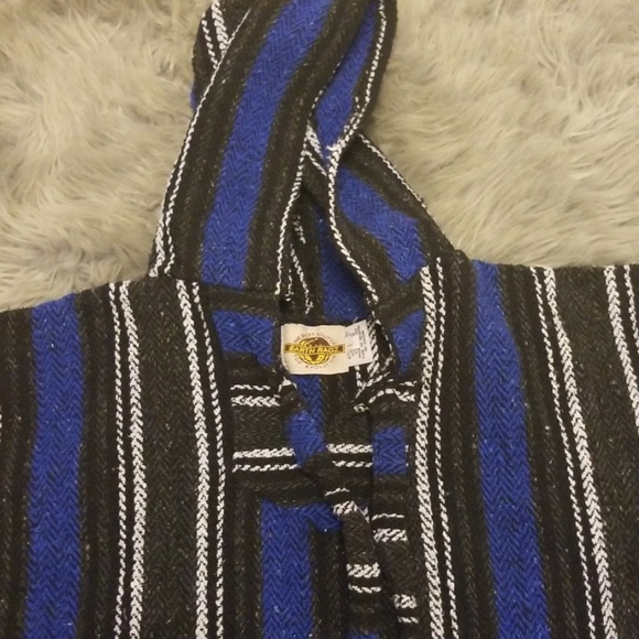 Earth Ragz | Shirts | Earth Ragz Blue Yellow Poncho Sz Large | Poshmark